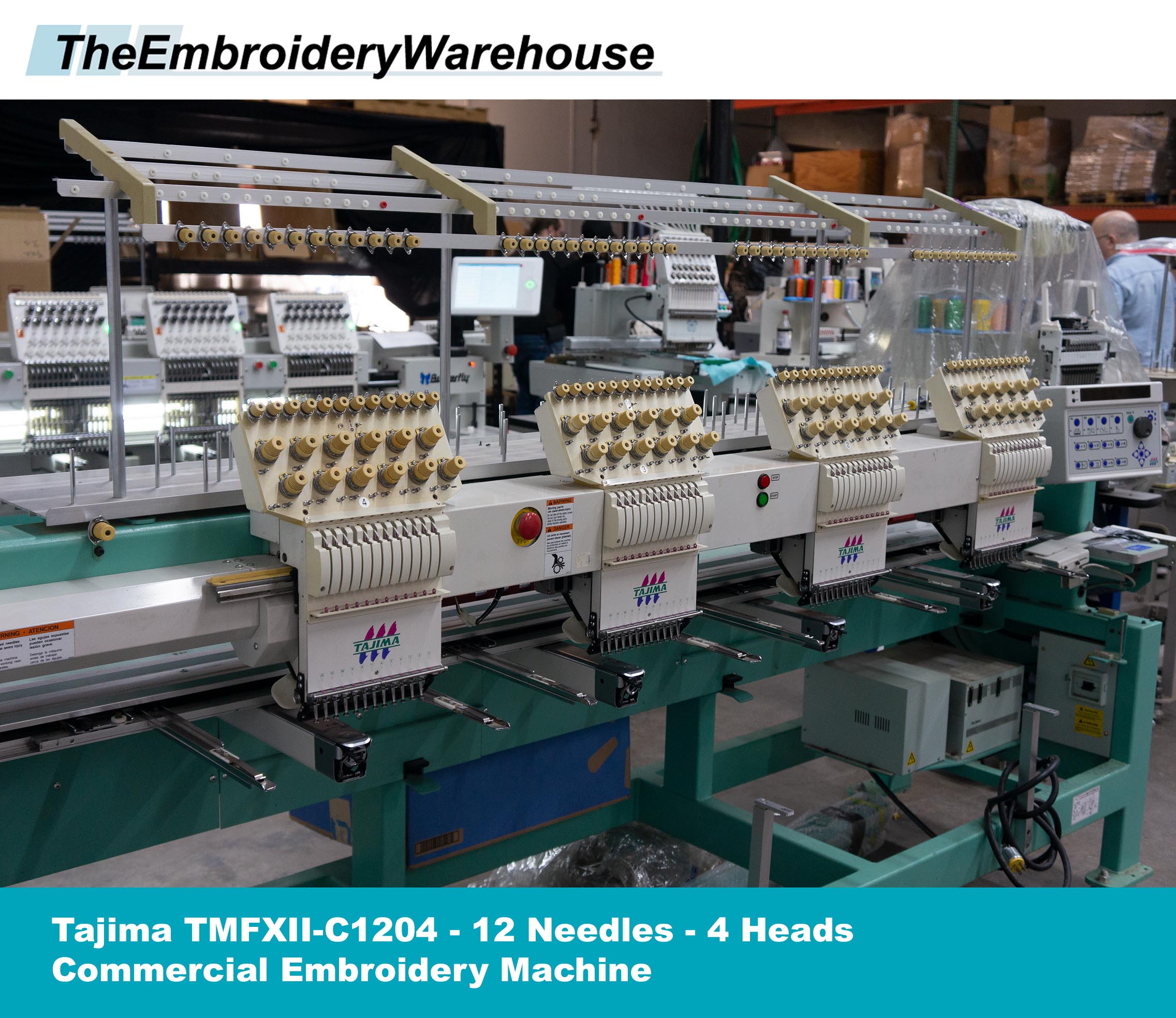 USED Tajima TMFXII-C1204 - 4 Head - 12 Needles - Commercial Embroidery Machine